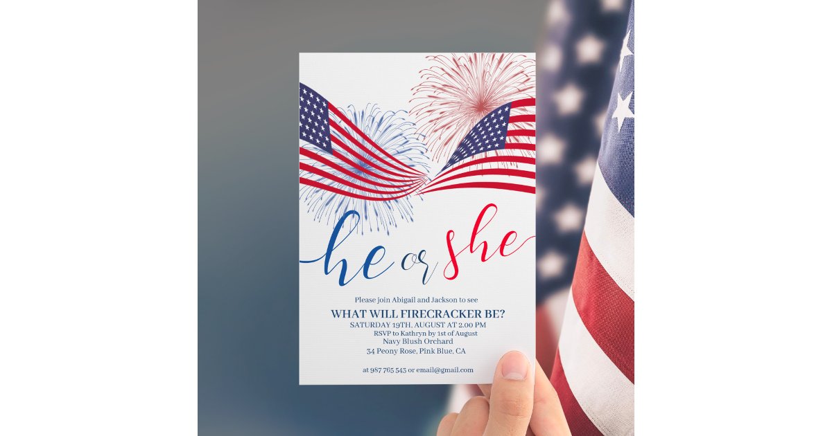 4th of July Gender Reveal Invitation | Zazzle