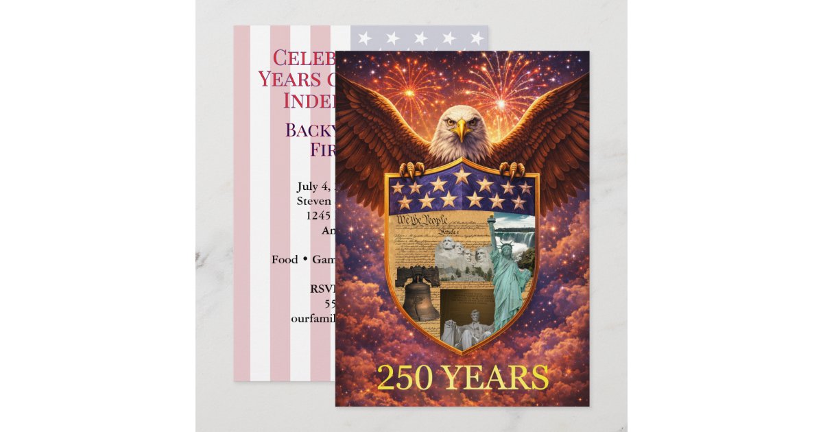 4th of July Great American Eagle Shield 250th Invitation | Zazzle