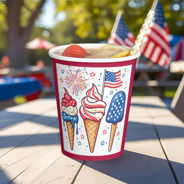4th of July Ice Cream Party Paper Cups | Zazzle