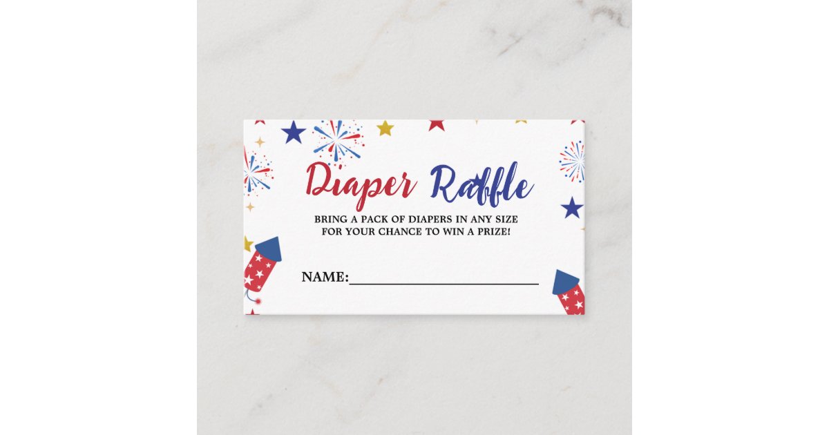 4th of July Independence Baby Shower Diaper Raffle Enclosure Card | Zazzle