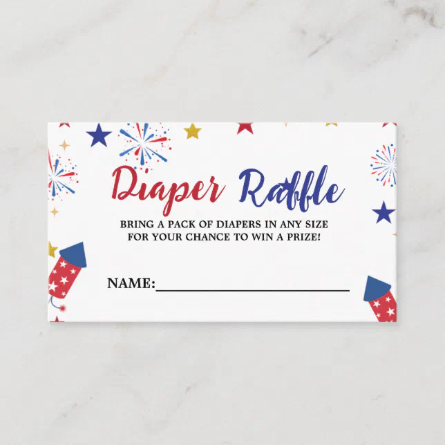 4th of July Independence Baby Shower Diaper Raffle Enclosure Card | Zazzle