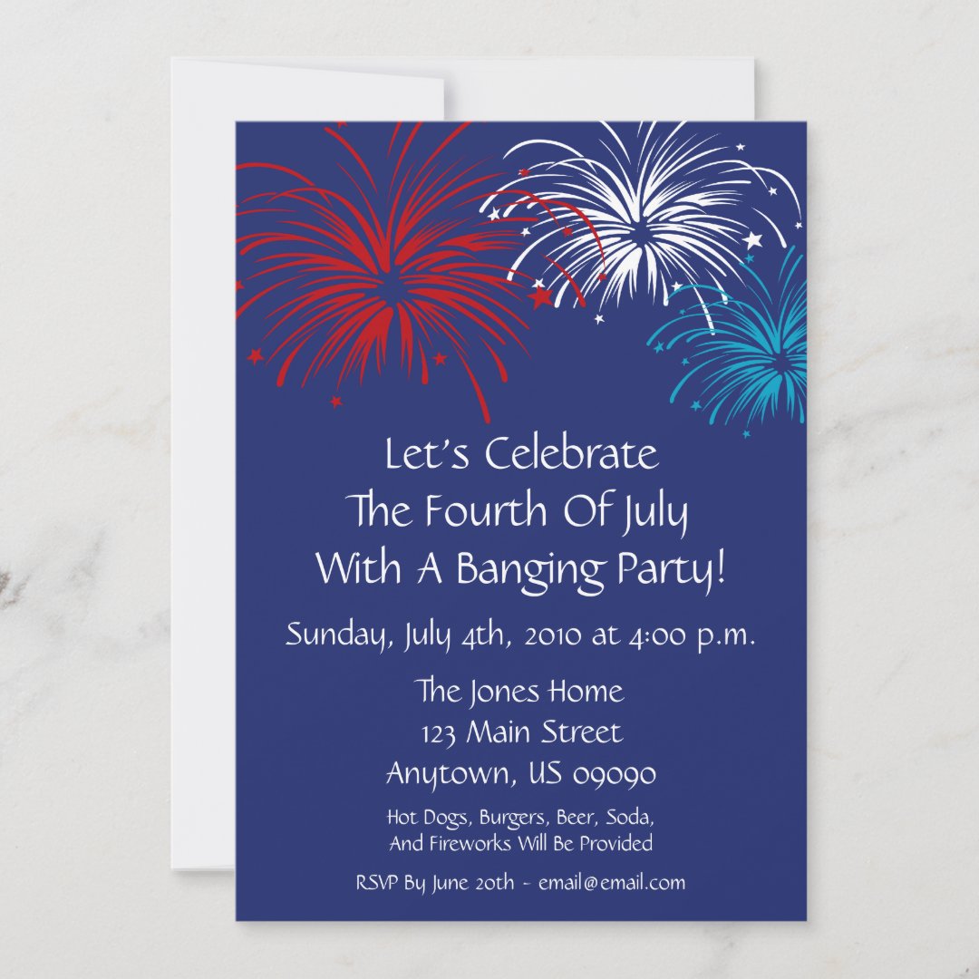 4th Of July Invitation (Star Spangled Fireworks) | Zazzle