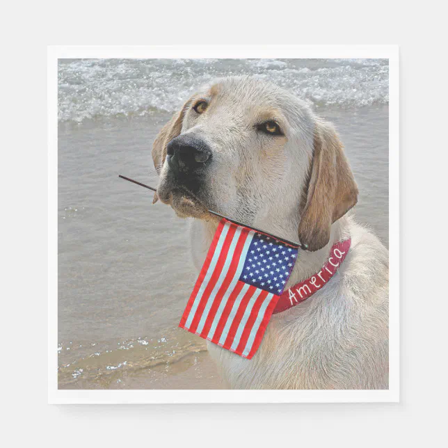 4th of July Labrador Retriever with Flag Napkins | Zazzle