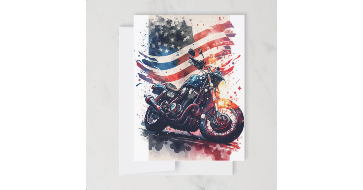 4th of July Motorcycle Postcard | Zazzle