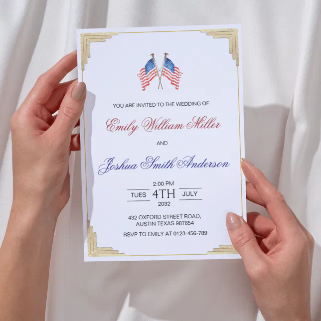 4th of July Patriotic American Wedding Invitation | Zazzle