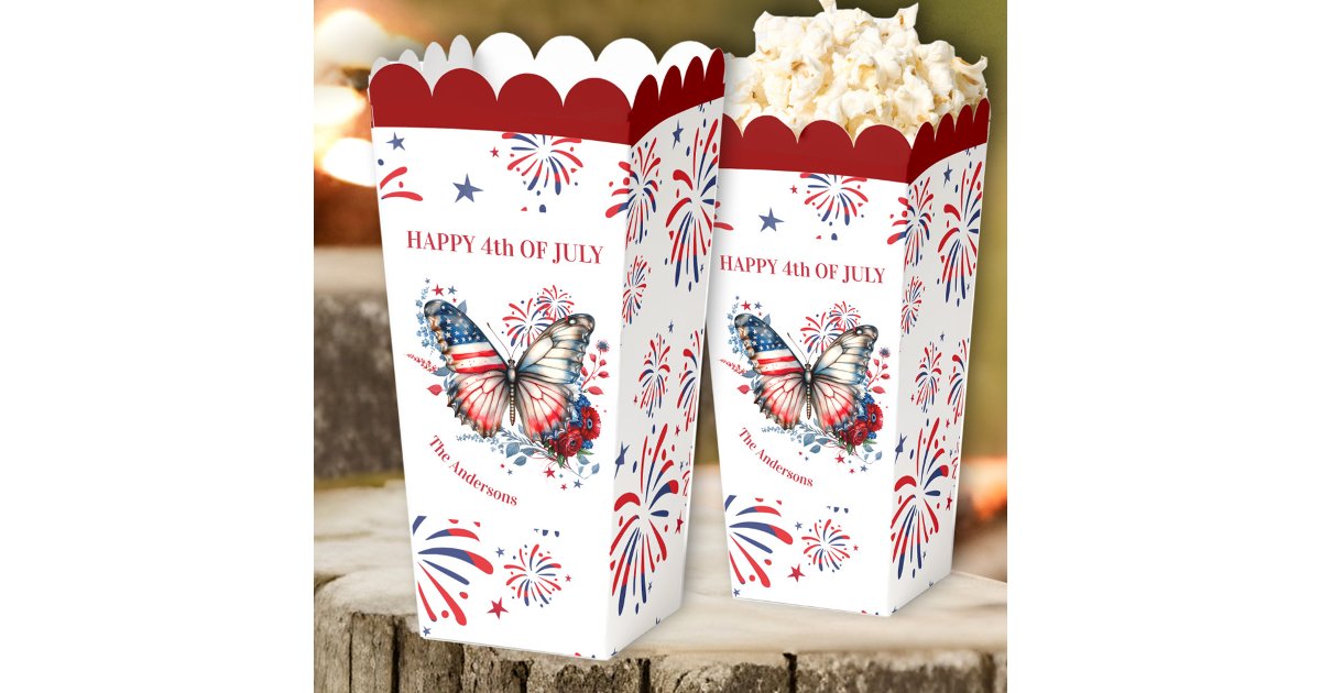 4th of July Patriotic Firework Family Name Favor Boxes | Zazzle