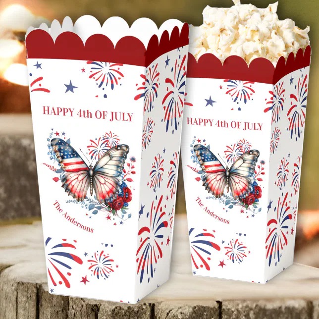 4th of July Patriotic Firework Family Name Favor Boxes | Zazzle