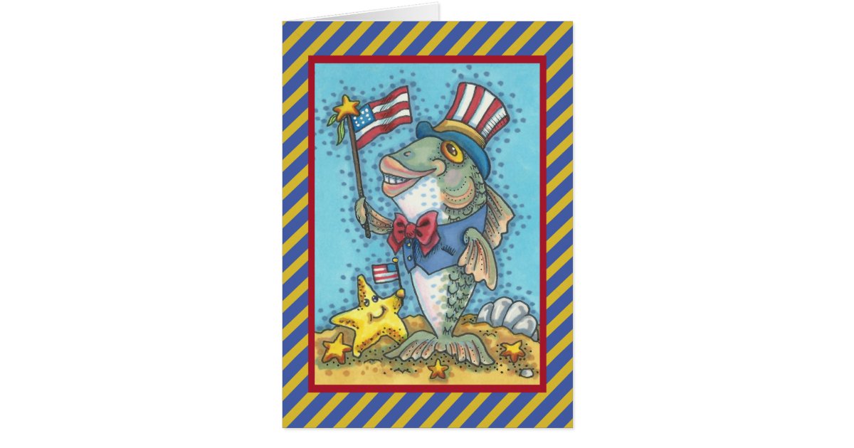 4TH OF JULY PATRIOTIC FISH GREETING CARD Verse | Zazzle