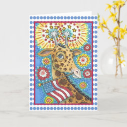 4TH OF JULY, PATRIOTIC GIRAFFE GREETING CARD Verse | Zazzle