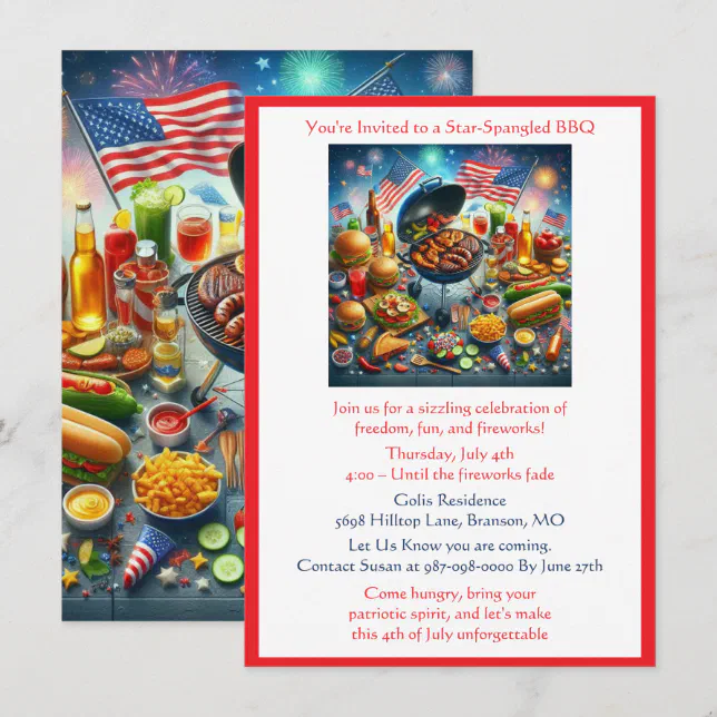 4th of July Patriotic Holiday BBQ Invitation | Zazzle