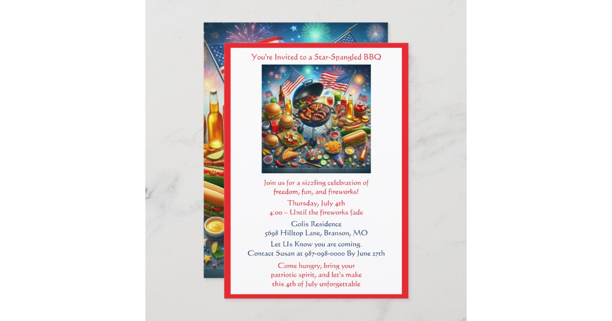 4th of July Patriotic Holiday BBQ Invitation | Zazzle
