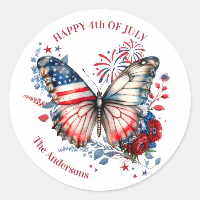 4th of July Patriotic Independence Day Classic Round Sticker | Zazzle