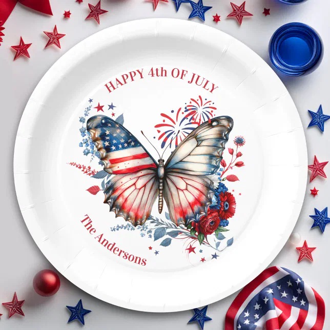 4th of July Patriotic Independence Day Family Name Paper Plates | Zazzle