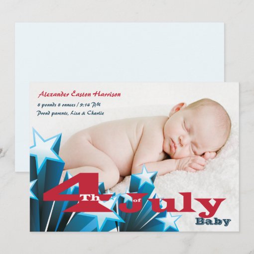 4th of July Photo Birth Announcement | Zazzle
