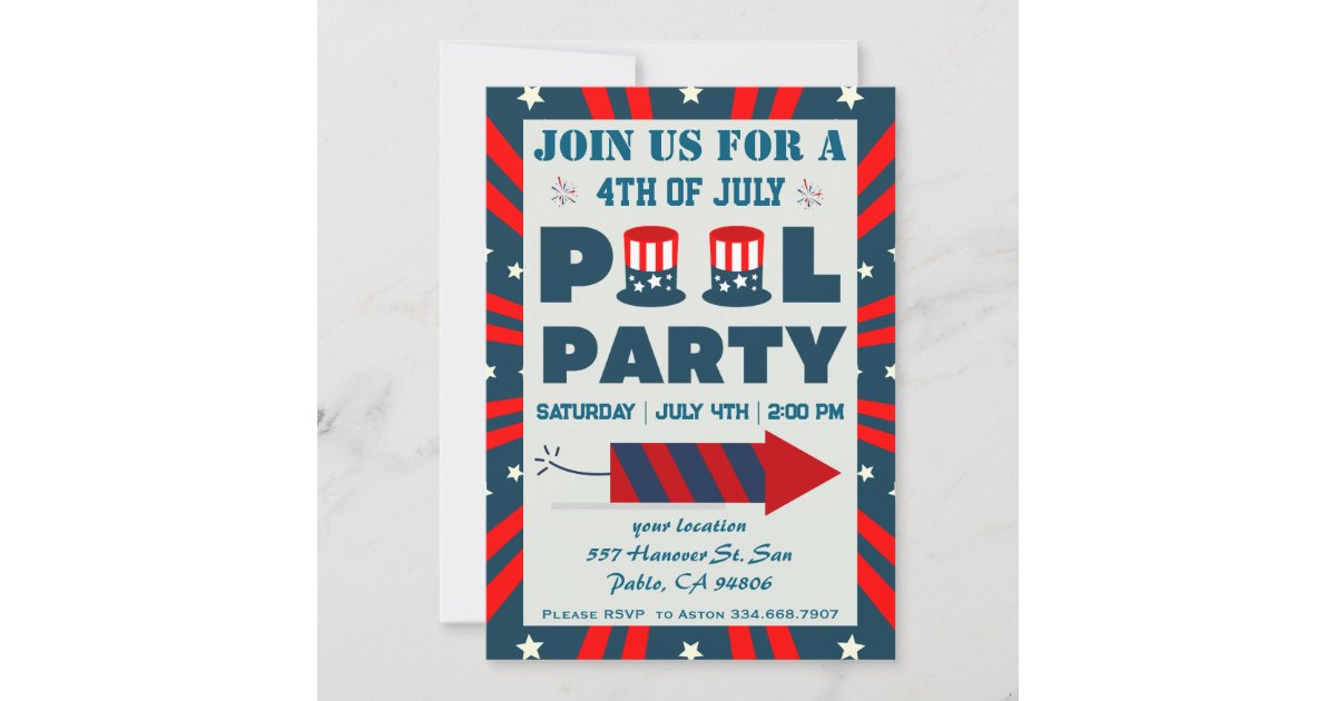 4th of July Pool Party Invitation | Zazzle