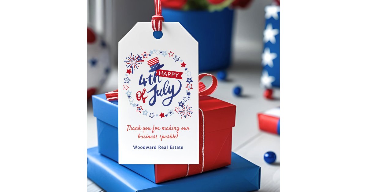 4th of July Pop By Thank You | Business Sparkle! Gift Tags | Zazzle