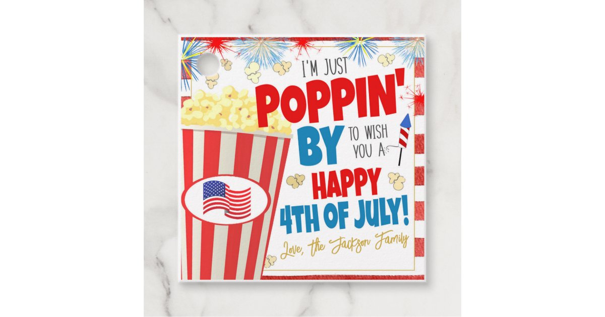 4th of July Popcorn Treat Tag | Zazzle