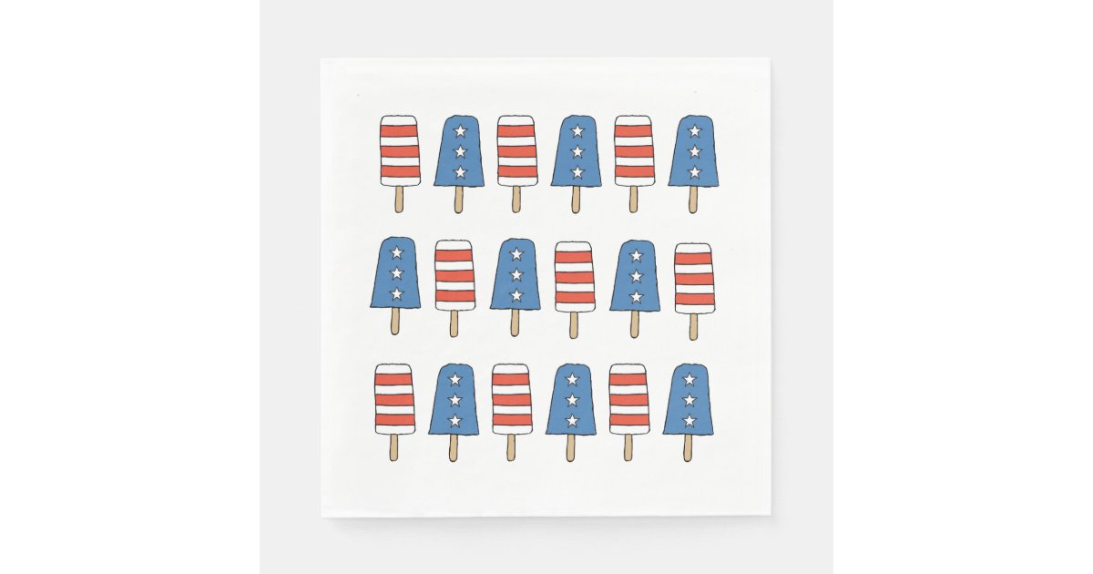 4th of July Popsicles 4th of July Independence Day Napkins | Zazzle