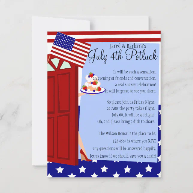 4th of July Potluck Party Invitation | Zazzle