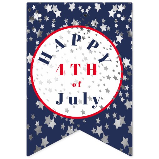 4th of July Red White Blue Stars Bunting Flags | Zazzle
