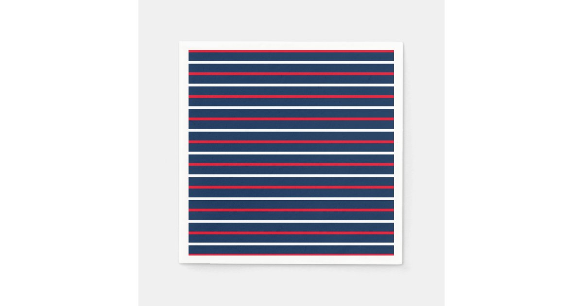 4th of July red white navy blue patriotic stripes Napkins | Zazzle