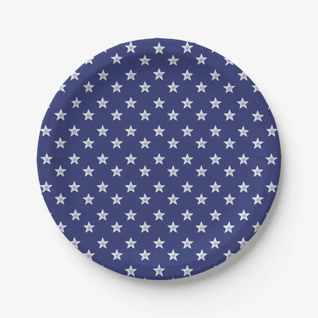 4th Of July Stars Blue White Party Paper Plates | Zazzle