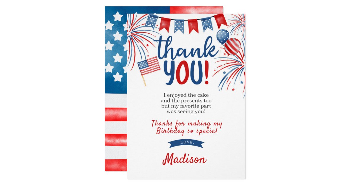 4th of July Thank You Card | Zazzle.com