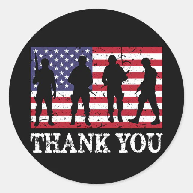 4th Of July Thank You Veteran Classic Round Sticker | Zazzle