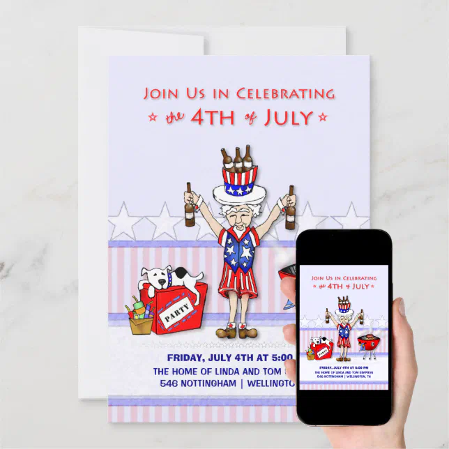 4th of July - Uncle Sam Party BBQ Invitation | Zazzle