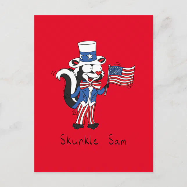 4th of July Uncle Sam Skunk Funny Postcard | Zazzle