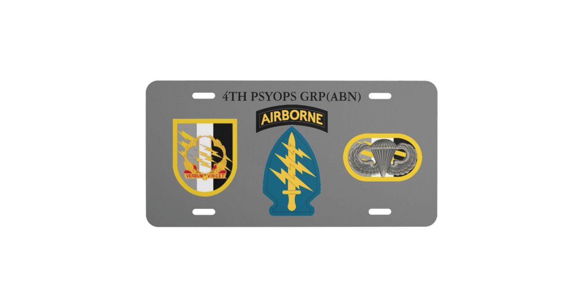 4TH PSYOPS GROUP(ABN) LICENSE PLATE | Zazzle