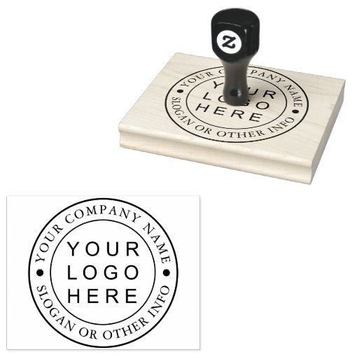 4x5 Circle Business Logo Custom Rubber Stamp | Zazzle
