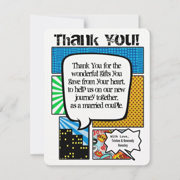 4x5 FLAT Thank You Card Comic Strip Book Pop Art | Zazzle