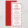 4x9" Handwritten Wavy Border Whimsical Menu | Zazzle