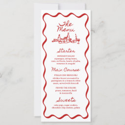 4x9" Handwritten Wavy Border Whimsical Menu | Zazzle