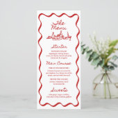 4x9" Handwritten Wavy Border Whimsical Menu | Zazzle