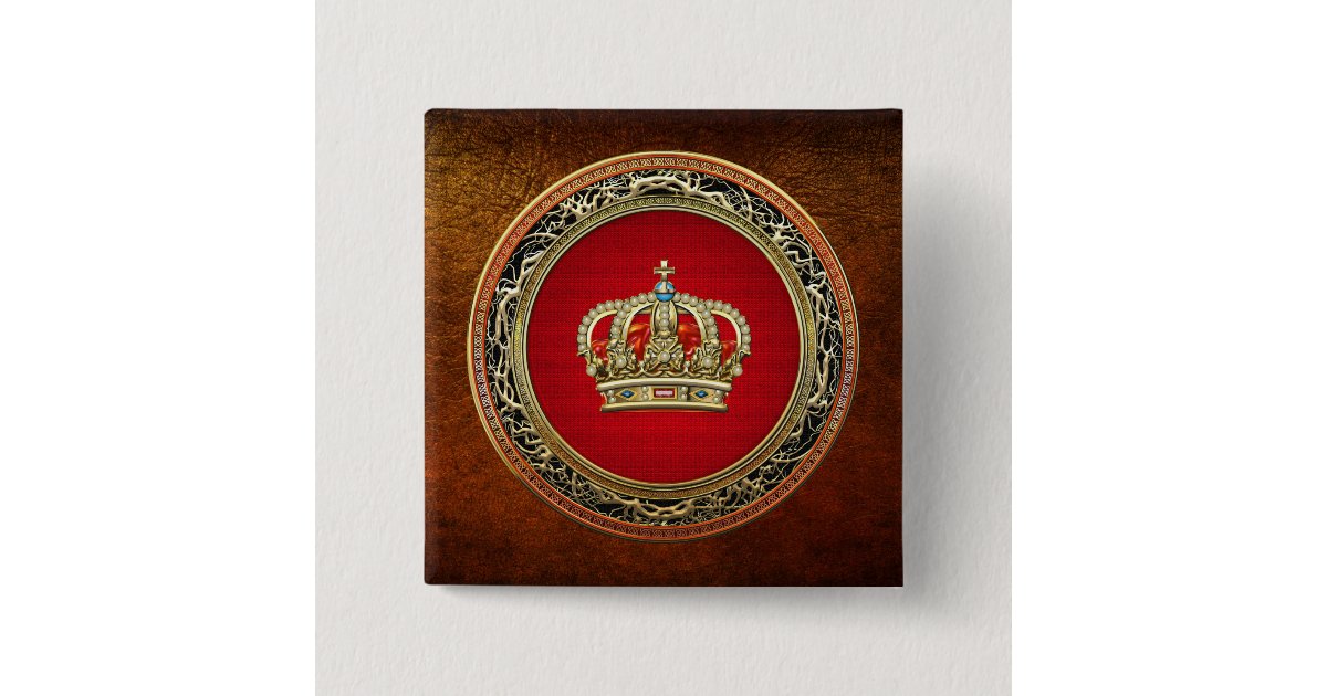 [500] Prince-Princess King-Queen Crown [Belg.Gold] Pinback Button | Zazzle