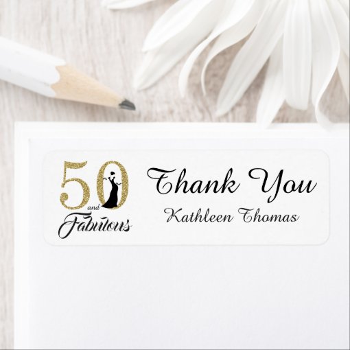 50 and Fabulous 50th Birthday Custom Thank You Label | Zazzle