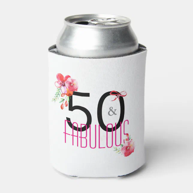 50 and Fabulous 50th Birthday Gift Can Cooler | Zazzle