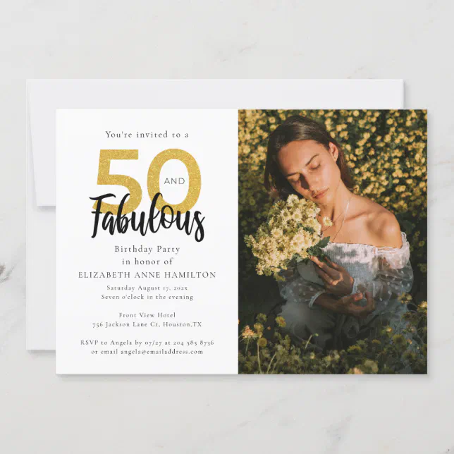 50 and Fabulous 50th Photo Birthday Party Invitation | Zazzle
