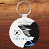 50 and Fabulous Art Deco Elegant 50th Birthday Keychain | Zazzle