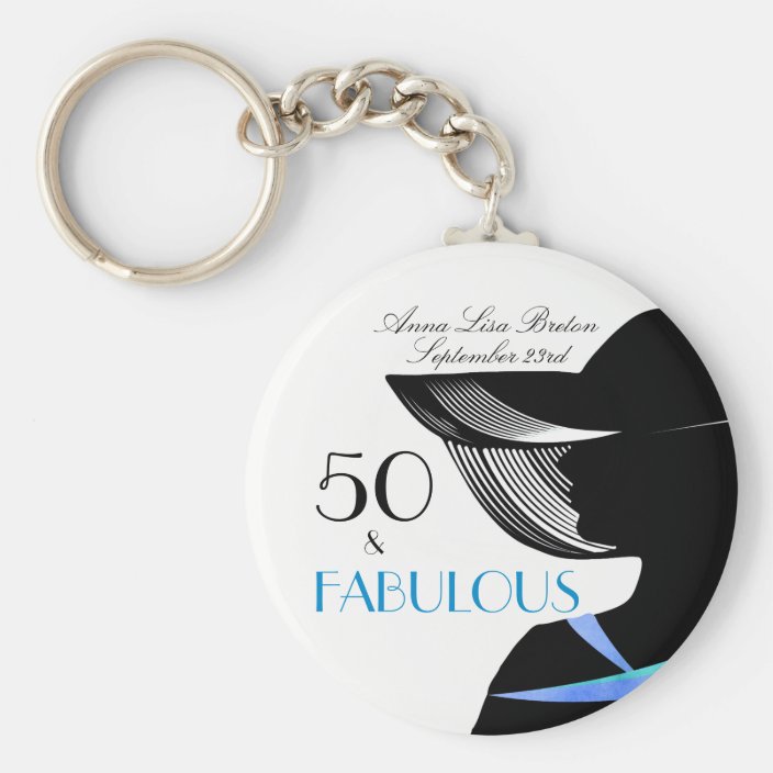 50 and Fabulous Art Deco Elegant 50th Birthday Keychain | Zazzle.com