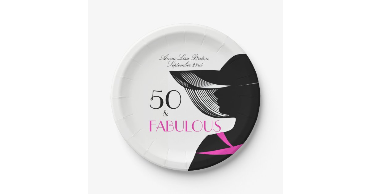 50 And Fabulous Art Deco Elegant 50th Birthday Paper Plates Zazzle