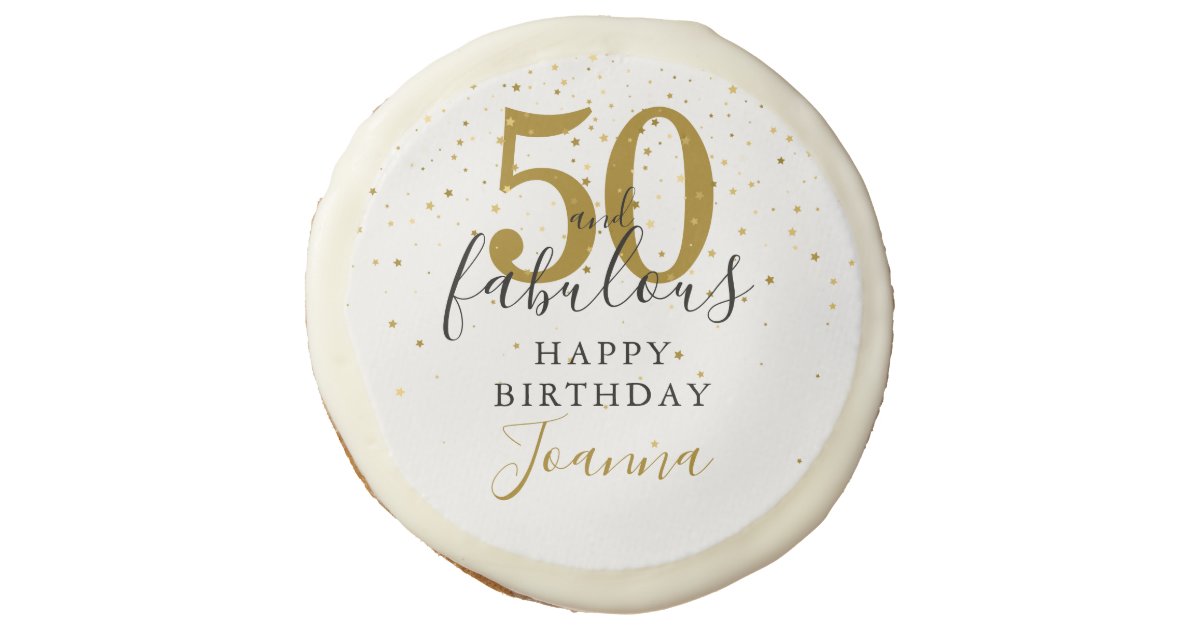 50 and Fabulous Birthday Gold and Black Favor Sugar Cookie | Zazzle.com