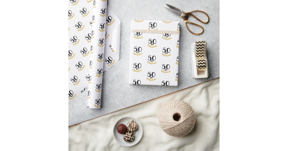 50 and Fabulous Birthday Party Wrapping Paper | Zazzle