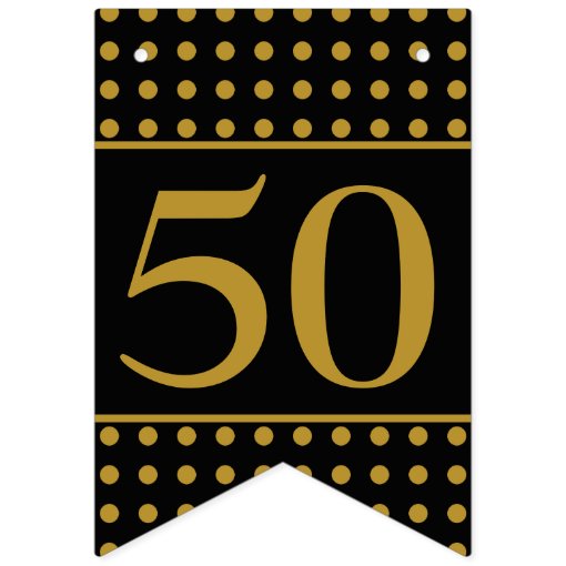 50 And Fabulous Black Gold Dots Bunting Flags | Zazzle
