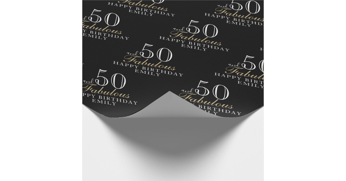 50 and Fabulous Elegant Black 50th Birthday Wrapping Paper | Zazzle