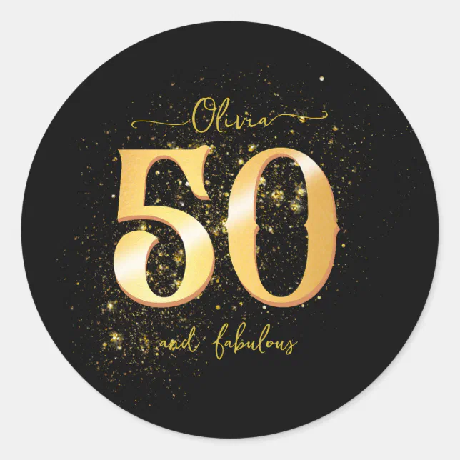 50 and Fabulous gold & black Sticker | Zazzle