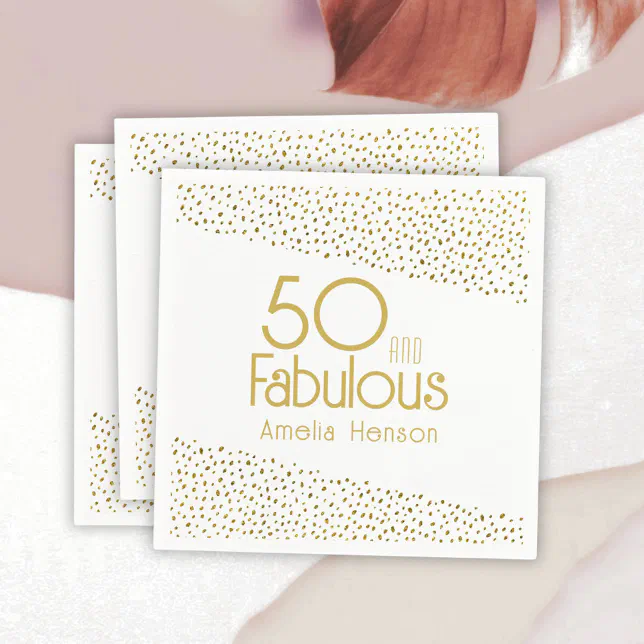 50 and Fabulous Gold Glitter 50th Birthday Napkins | Zazzle