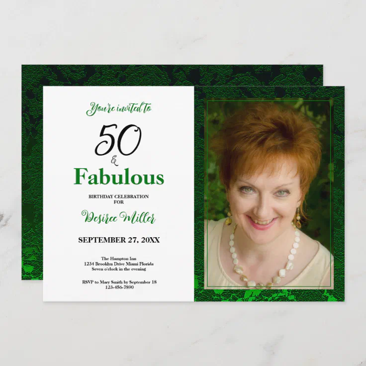50 And Fabulous Green Floral Birthday Invitation Zazzle